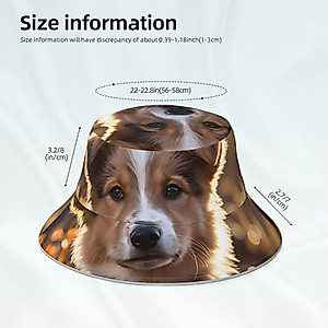 Reflective Bucket Hat Uv Protection Hat Fishing Hat Outdoor Summer Beach Sun Hat Unisex Trendy Dogs and Roses Prints