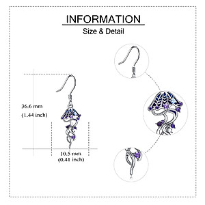 YFN Jellyfish Earrings 925 Sterling Silver Jellyfish Dangle Drop Earrings Ocean Jewelry Gifts for Women