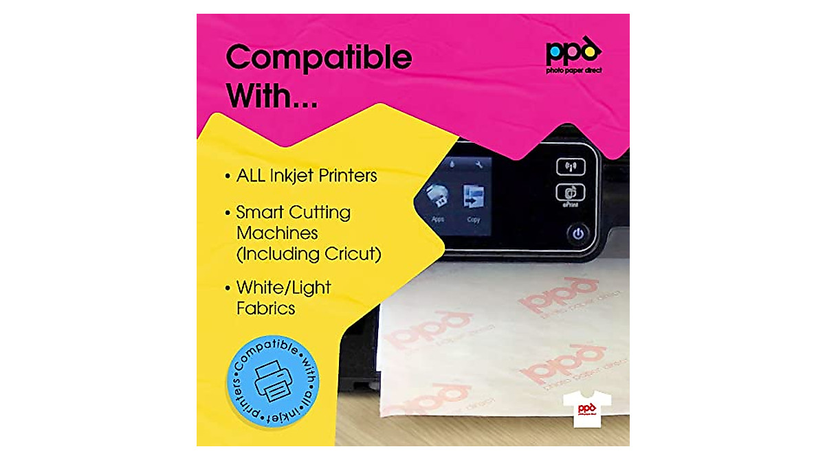 PPD Iron-On Transfer Paper for Light Fabrics - Pack of 100