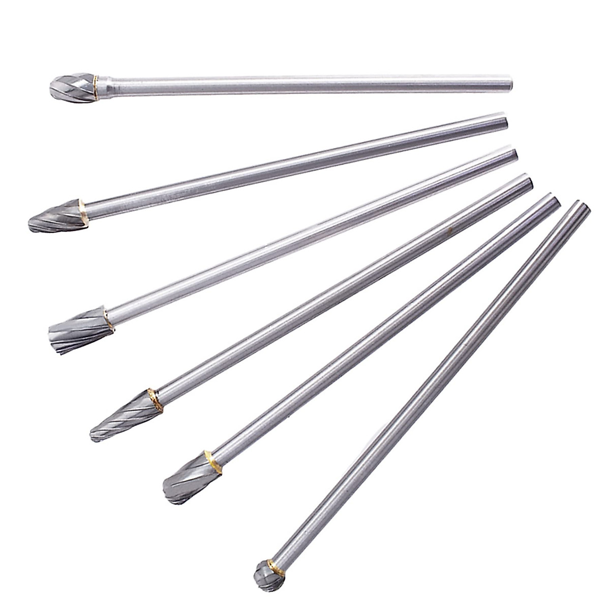 marddpair 6Pcs 6MM(1/4 Inch) Shank 10MM Head 150MM Length Carbide Alloy Rotary Burr Set Fit Rotary Tool for Woodworking, Drilling, Metal Craving, Engraving, Polishing