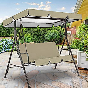 Porch Swing Canopy Waterproof Top Cover Set, Garden Swing Seat Replacement Canopy Awning Canopy Cover/Seat cover Outdoor Patio Ham-mock Swing Seat Cushion Cover (Beige #)