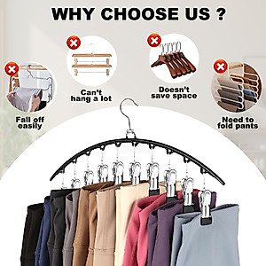 Hendiy Legging Organizer for Closet Rotatable,Pants Hangers with 10 Clips,Upgrade Legging Organizer for Closet，Leggings/Shorts/Jeans/Skirts Pants Hangers Space Saving Closet Organizers and Storage 1pc