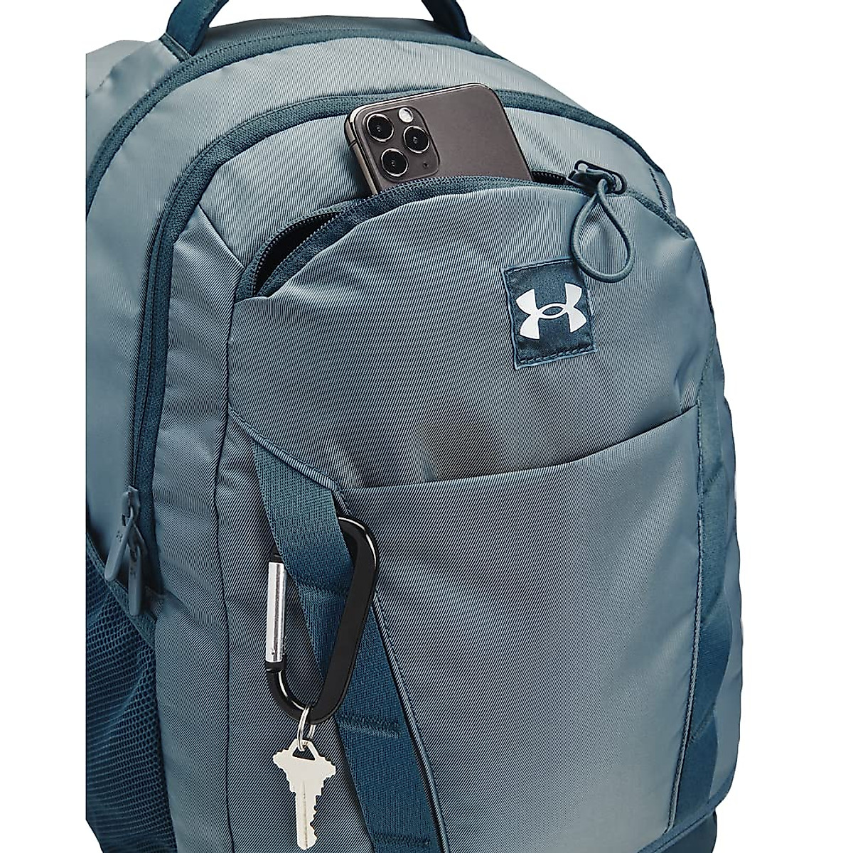 Under Armour Women's Hustle Signature Backpack, (414) Static Blue / / Metallic Harbor Blue, One Size Fits Most