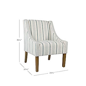 HomePop Modern Swoop Arm Accent Chair, Blue Stripes