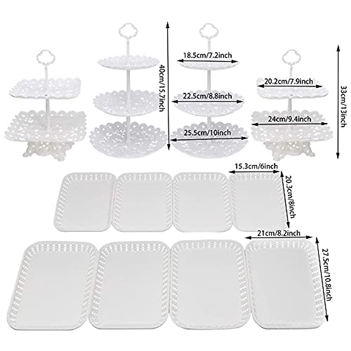 Set of 12 Pieces Cupcake Stands Plastic Dessert Stand Cupcake Holder Plate Serving Tray Fruit Plate for Wedding Birthday Party Fruits Desserts Candy Bar Display White