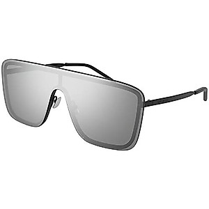 Saint Laurent Unisex Sunglasses Black Matte Frame, Grey Mirror Lenses, 46MM
