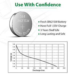 LiCB 20 Pack SR621SW 364 164 363 AG1 Battery 1.5V Button Cell Watch Batteries