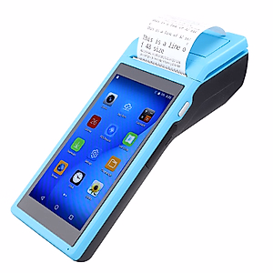 Ciglow Android POS Terminal Receipt Printer, 58mm Handheld Barcode Scanner Printer with 5.5in IPS Display, Support 8GB, WiFi, BT3.0/4.0, Blue, 110-240v(US)