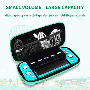 DLseego Carrying Case for Switch lite,New Leaf Crossing Design Portable Travel Carrying Case 3 in 1 Accessories Kit with 2 Pcs Screen Protectors and 2 PcsThumb Grips Caps
