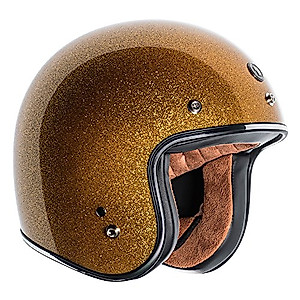 TORC Unisex-Adult Open-face Style (T50 Route 66) 3/4 Motorcycle Helmet with Solid Color (Gold Metallic), Large