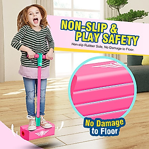 CUUGO LET'S GO! CG Pogo Stick Toys for 3-12 Year Old Girls, Foam Pogo Jumper Toys for Age 3-12 Years Old Kids Pogo Stick Autism Toys Outdoor Toys Party Birthday Stocking Stuffers Fun Toys, Rose Red