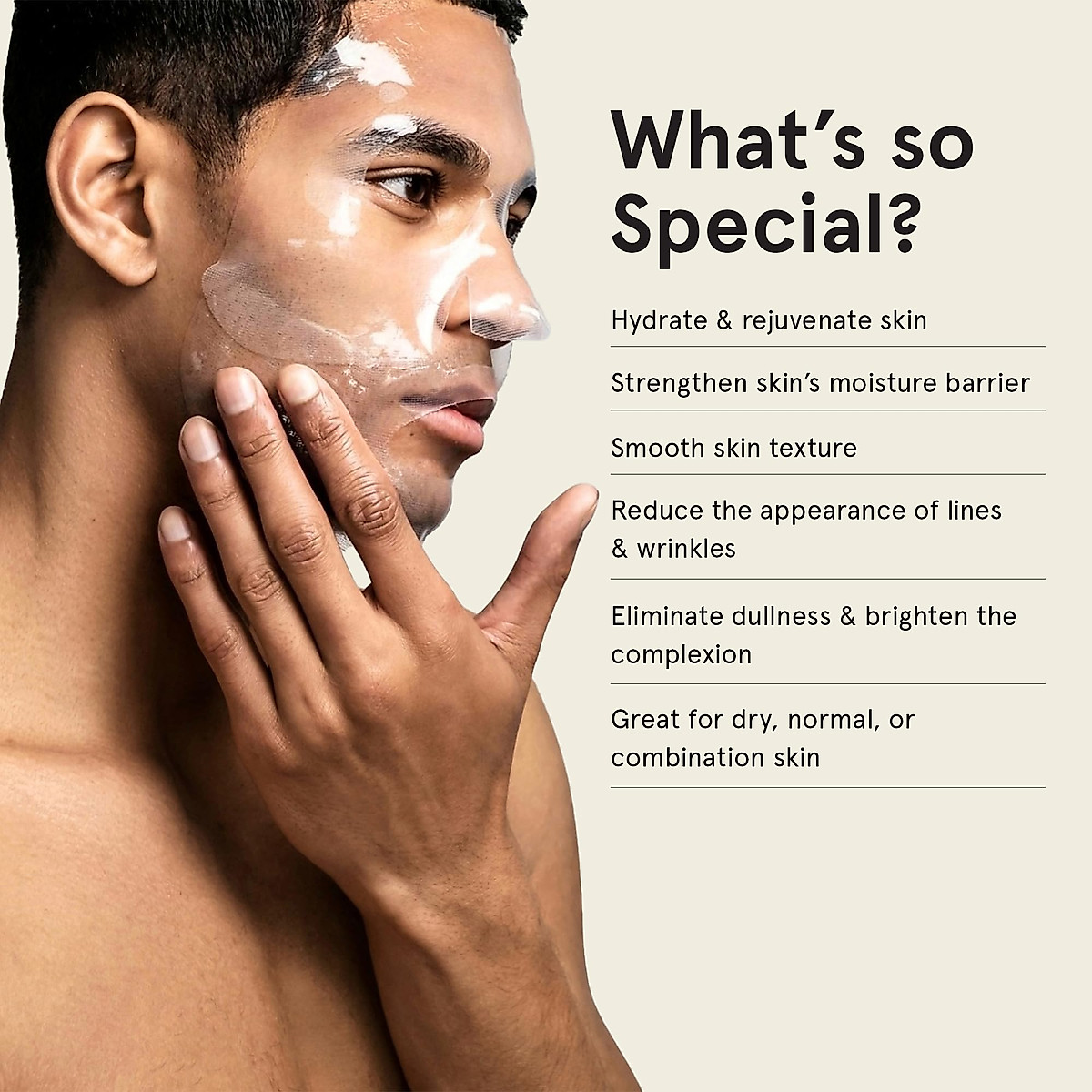 JAXON LANE BRO MASK: Korean Face Mask for Men | 2 Pc. Hydrating Anti Aging Sheet Masks Contains Vitamin C, Vitamin E, Hyaluronic Acid, Hydrolyzed Collagen for Face Care & Acne Treatment (4 Pack)