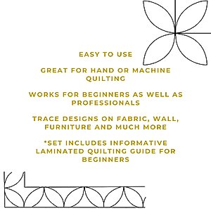 Quilting Stencils for Machine and Hand Quilting - 2 Reusable Framed Seed and Pumpkinseed Design Plastic Quilt Template for Borders, Background, Block Patterns, Stencil Set Includes Guide