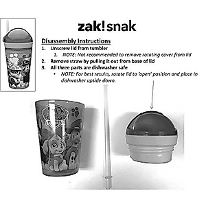 Zak Designs Cars 3 ZakSnak All-In-One Drink Tumbler + Snack Container For Toddlers – Spill-proof 4oz Snack Container Screws Securely Onto 10oz Tumbler With Accessible Straw, Cars 3