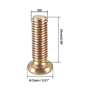 uxcell M8x25mm Furniture Screw Hex Socket Machine Screws Zinc Plated Fasteners Bolts Full Thread Carbon Steel 10Pcs