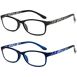 EYEURL 2 Pack Reading Glasses for Men Women - Blue Light Blocking Computer Reader 1.50 Women Lightweight TR90 Flexible Eyeglasses Anti Glare UV Ray Eyestrain