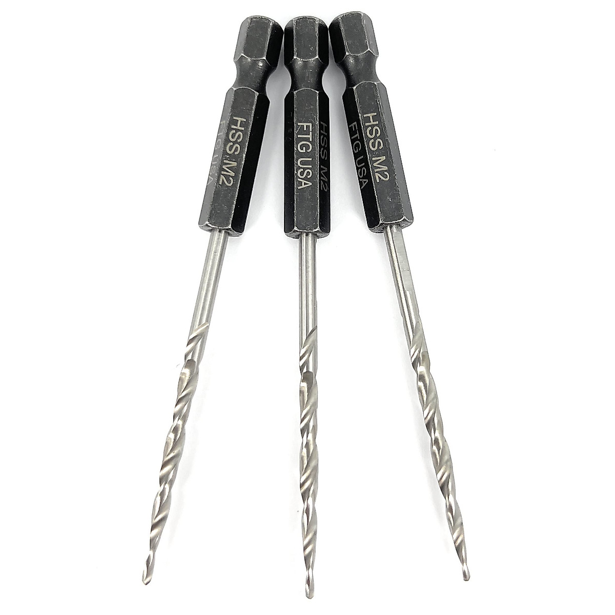 FTG USA Tapered Countersink Drill Bit Set 3 Pc #4 (7/64") Tapered Drill Bit Replacement, Countersink Bit Same Size for Wood Countersink Drill Bits