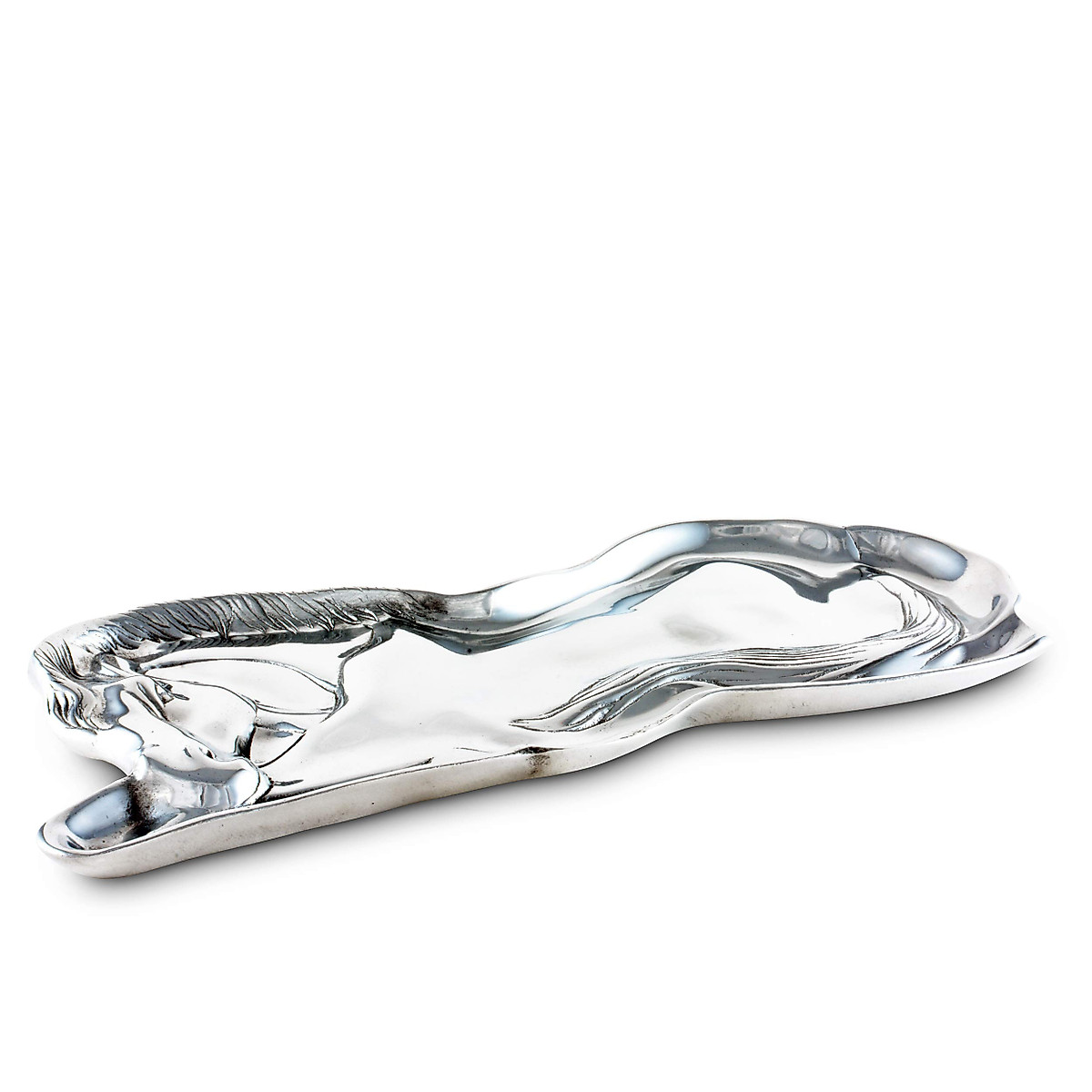 Arthur Court Aluminum Horse Figural Tray, 12 x 6 Inches, Equestrian-Themed with Detailed Mane Design, Food-Safe and Versatile Serving Platter
