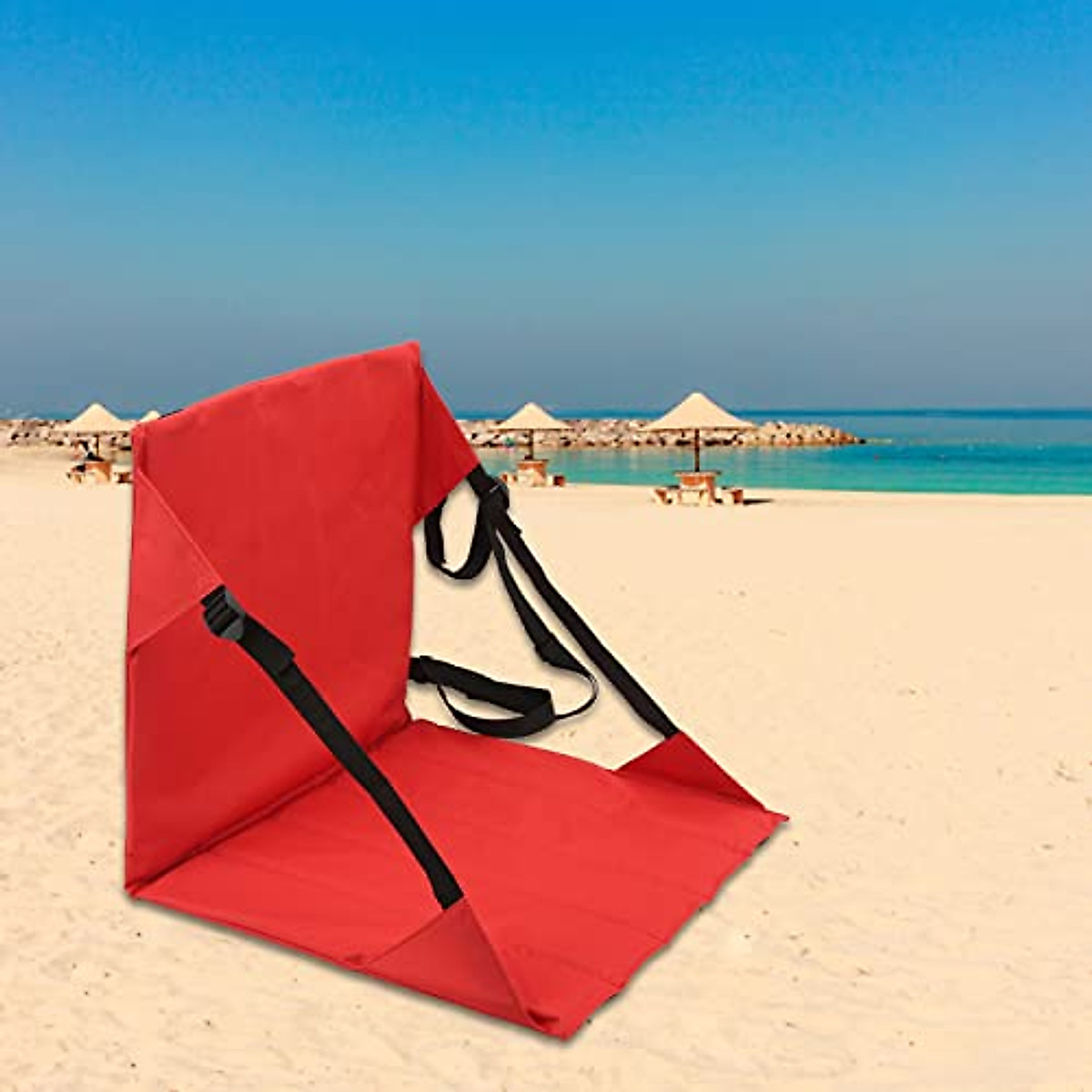 Okuyonic Folding Stadium Seat, Portable Lightweight Folding Bleacher Cushion Pearl Cotton for Lawn(Red)