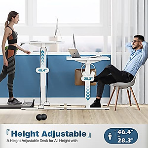 DUMOS Electric Height Adjustable 40 x 24 Inches Ergonomic Memory Preset, Sit Computer Home Office Desk Standing Table with T-Shaped Metal Bracket, White, 4024