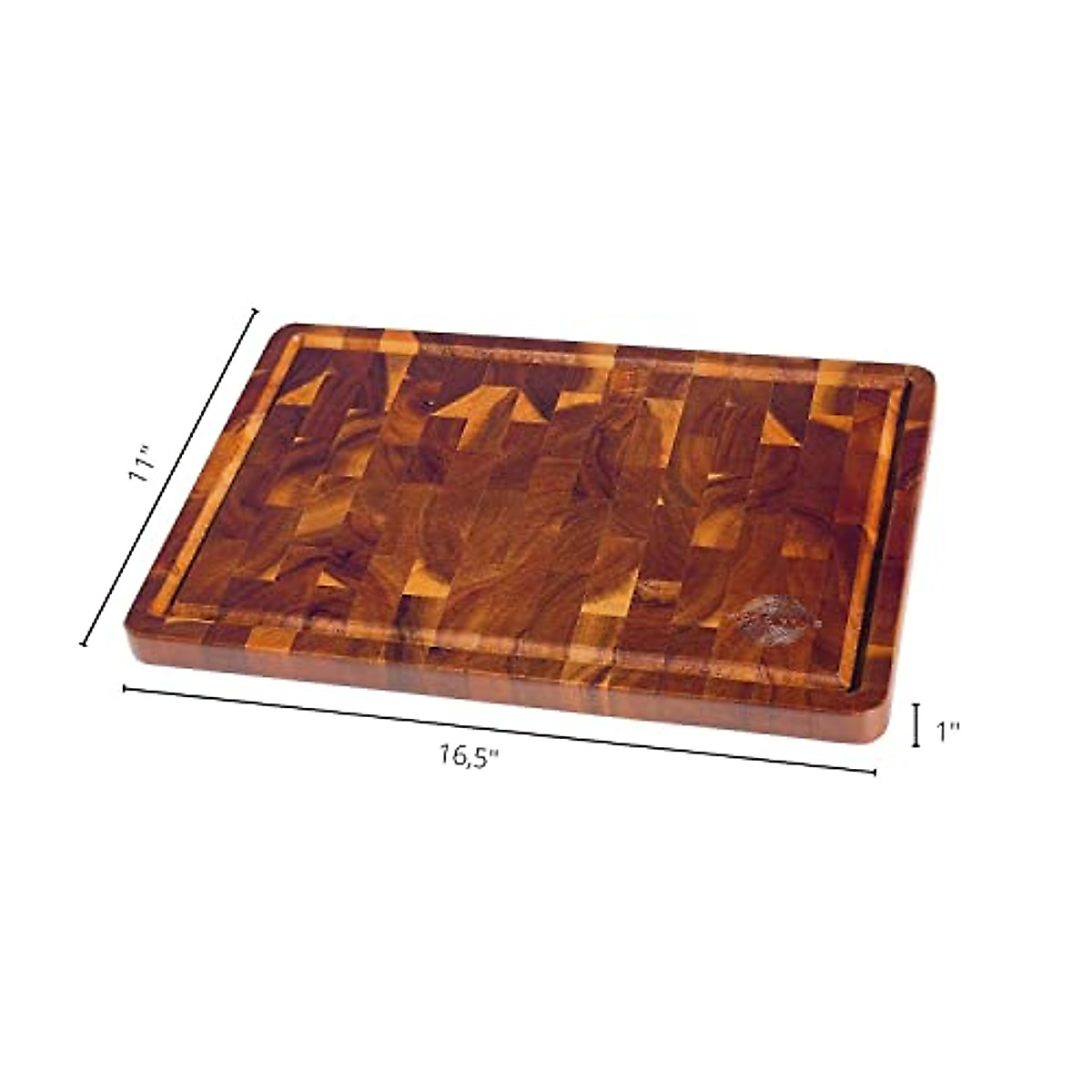 Large & Thick Wood Cutting Board | Natural end-grain acacia wood | Reversible with juice grooves | Chopping Board | Butcher Block