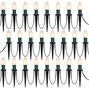 Joiedomi 30.75ft 24 Warm White Christmas C9 Pathway Marker String Lights with Stakes for Holiday Time Outside Yard Garden Decor, Christmas Decor ,Christmas Party, Holiday Decor, Walkway