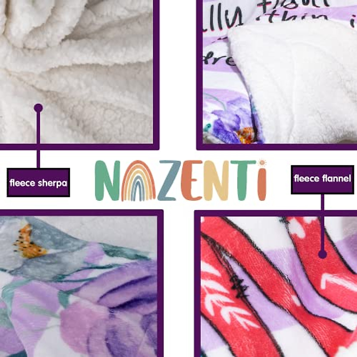 NAZENTI Luxury Super Soft Sherpa Fleece Blanket 50x60, Nanny Loves Me Blanket, Nanny Blanket, Nanny Gifts from Grandchildren, Blanket Nanny Gifts for Birthday, Christmas Blanket for Nanny Gifts