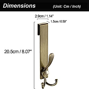 Flybath Shower Glass Door Hooks 2 Pack 304 Stainless Steel Antique Extended Robe Towel Hook Rack Over Glass Door Hooks Frameless Drilling-Free Hanger for Bathroom, Brushed Bronze