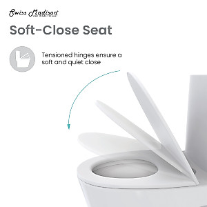 Swiss Madison Well Made Forever SM-1T205 Sublime One Piece Elongated Toilet Dual Flush 0.8/1.28 gpf, Glossy White