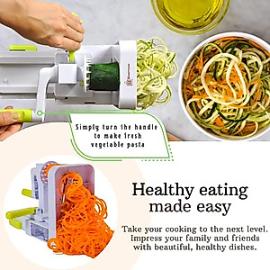 Brieftons QuickFold 5-Blade Spiralizer: Versatile & Compact Foldable Vegetable Spiral Slicer, Best Veggie Pasta Spaghetti Maker for Low Carb/Paleo/Gluten-Free with Brush & 4 Recipe Ebooks