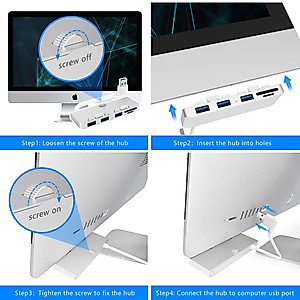 Cateck iMac Hub Aluminum USB Hub Adapter Docking Station with Micro SD & Micro SD Card Reader Combo and 3 USB 3.0 Port Compatible with 2021 iMac and iMac Pro (Upgrade Version)