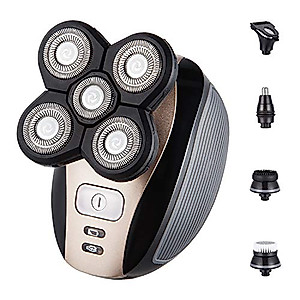 5 in1 Grooming kit Wet/Dry Shaver Electric Razor for Men All in One Bald Hair Trimmer Beard & Nose Trimmer Facial Cleansing Brush Waterproof USB Rechargeable