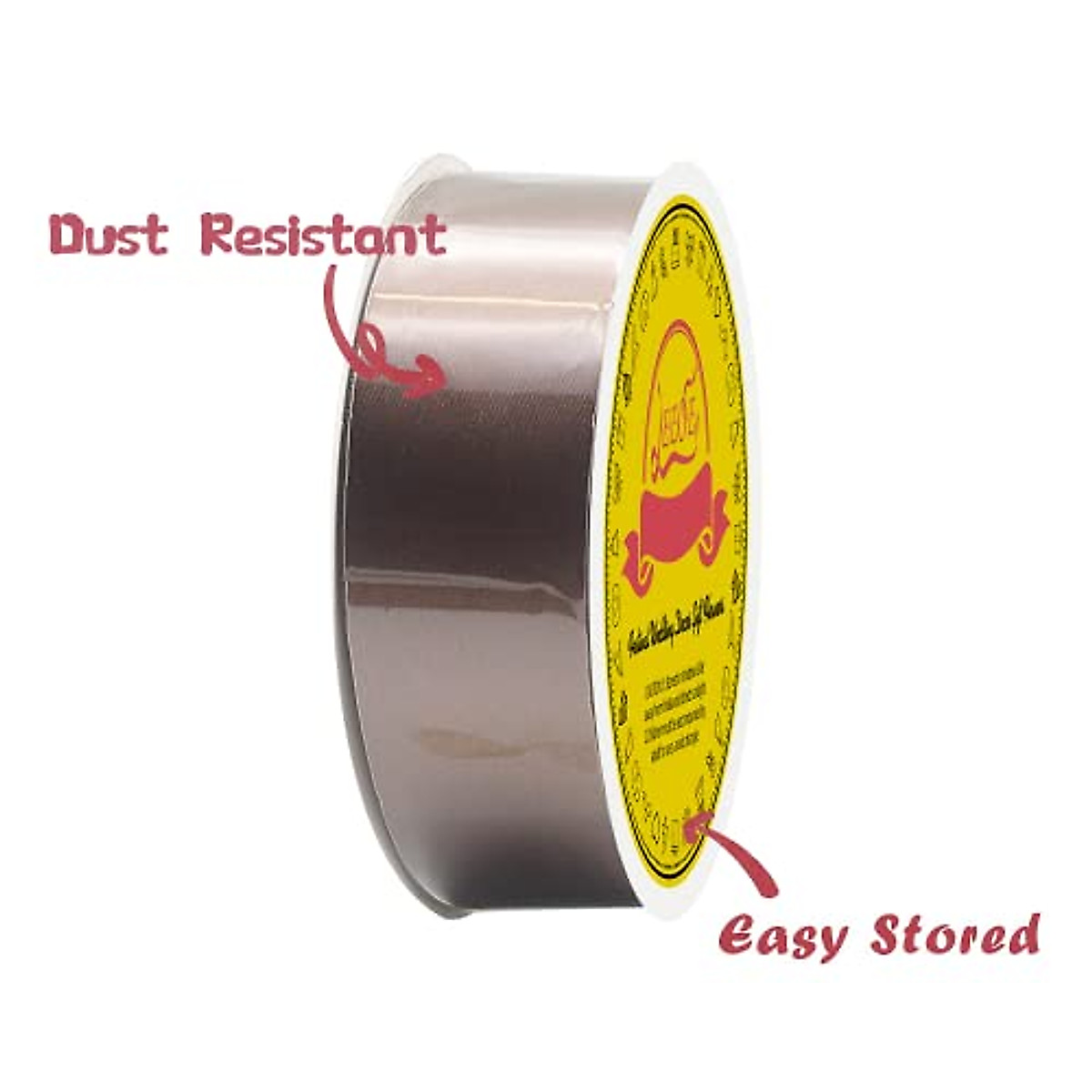 LEEQE Double Face Brown Satin Ribbon 1-1/2 inch X50 Yards Polyester Brown Ribbon for Gift Wrapping Very Suitable for Weddings Party Invitation Decorations and More