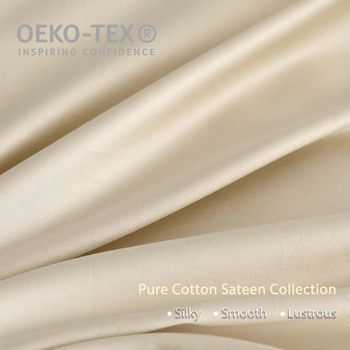 HeimenAogo Egyptian Cotton Duvet Cover Queen Size Sateen Weave, Silky Soft and Breathable Bedding Set with Zipper Closure, Long Staple Cotton Bed Linen (Linen Grey) 3Pcs