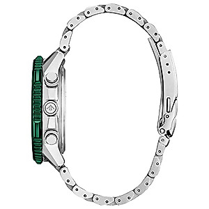 Citizen Men's Promaster Air Eco-Drive Pilot Chronograph Watch, Atomic Timekeeping Technology, 12/24 Hour Time, Power Reserve Indicator, Luminous Hands and Markers, Sapphire Crystal, Stainless/Green Dial