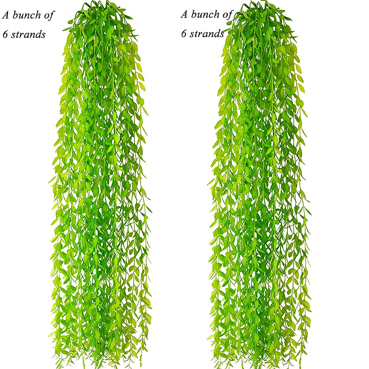 12Pcs Artificial Vines Fake Greenery Garland Hanging Plants With Willow Leaf for Wedding Garden Party Wall Home Indoor Decoration