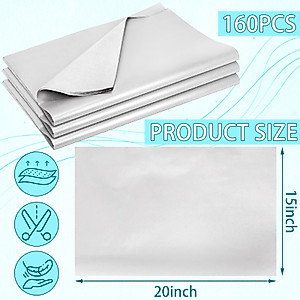 VOKOY 160 Sheets 15" x 20" Silver Tissue Paper, Large Metallic Wrapping Tissue Paper Bulk Tissue Paper for Clothes Textiles Linens Storage Gift Bags Halloween Thanksgiving Christmas