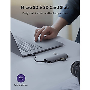 USB C Hub-9 in 1 Portable Space Aluminum Dongle with 4K HDMI, 100W PD Charging, Card Reader, 1000Mbps Ethernet Port for MacBook Air/Pro and More