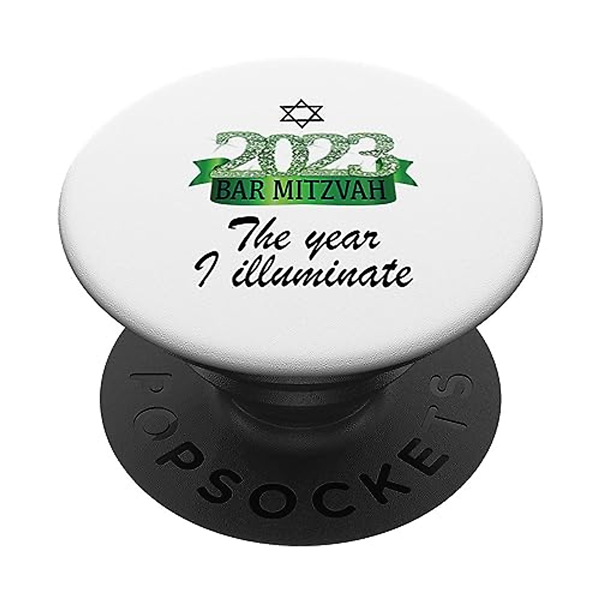 2023 Bar Mitzvah Quote Festive White Green Decor PopSockets Standard PopGrip