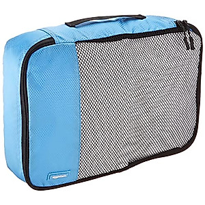Amazon Basics 4 Piece Packing Travel Organizer Cubes Set - Medium, Sky Blue