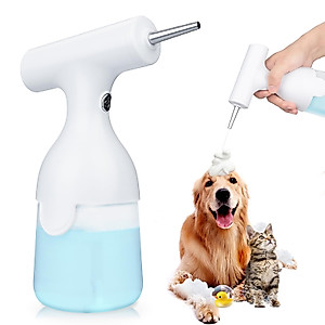 Electric Dog Cleaning Foam Soap Dispenser, Soap Dispenser for Pet Bath/Kitchen Sink/Bathroom/, Rechargable and USB Cable, 1200mAh, 350ML