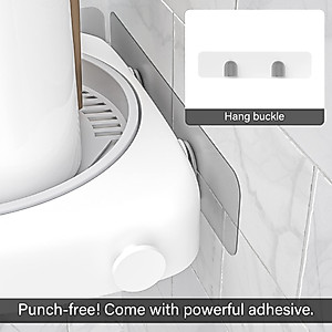 IUKUS Corner Shower Caddy No Drilling Wall Mounted Bathroom Shelf with Adhesive Rotatable Storage Basket Organizer for Bathroom & Kitchen (White)