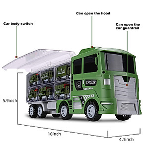 Hautton Diecast Military Vehicles Toy Set, 12 in 1 Mini Alloy Metal Army Battle-Car in Carrier Truck Transport Car Gift for Boys Kids Children