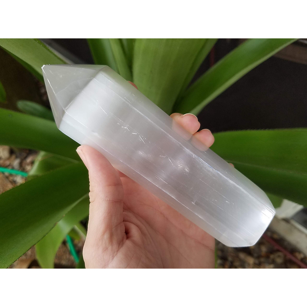 6-inch Moroccan Selenite Tower Large Crystal Point Wand Generator Obelisk for Energy Cleansing, Meditation, Reiki, Intuition, Spiritual Healing, Collection of Healing Crystals and Stones. (1)