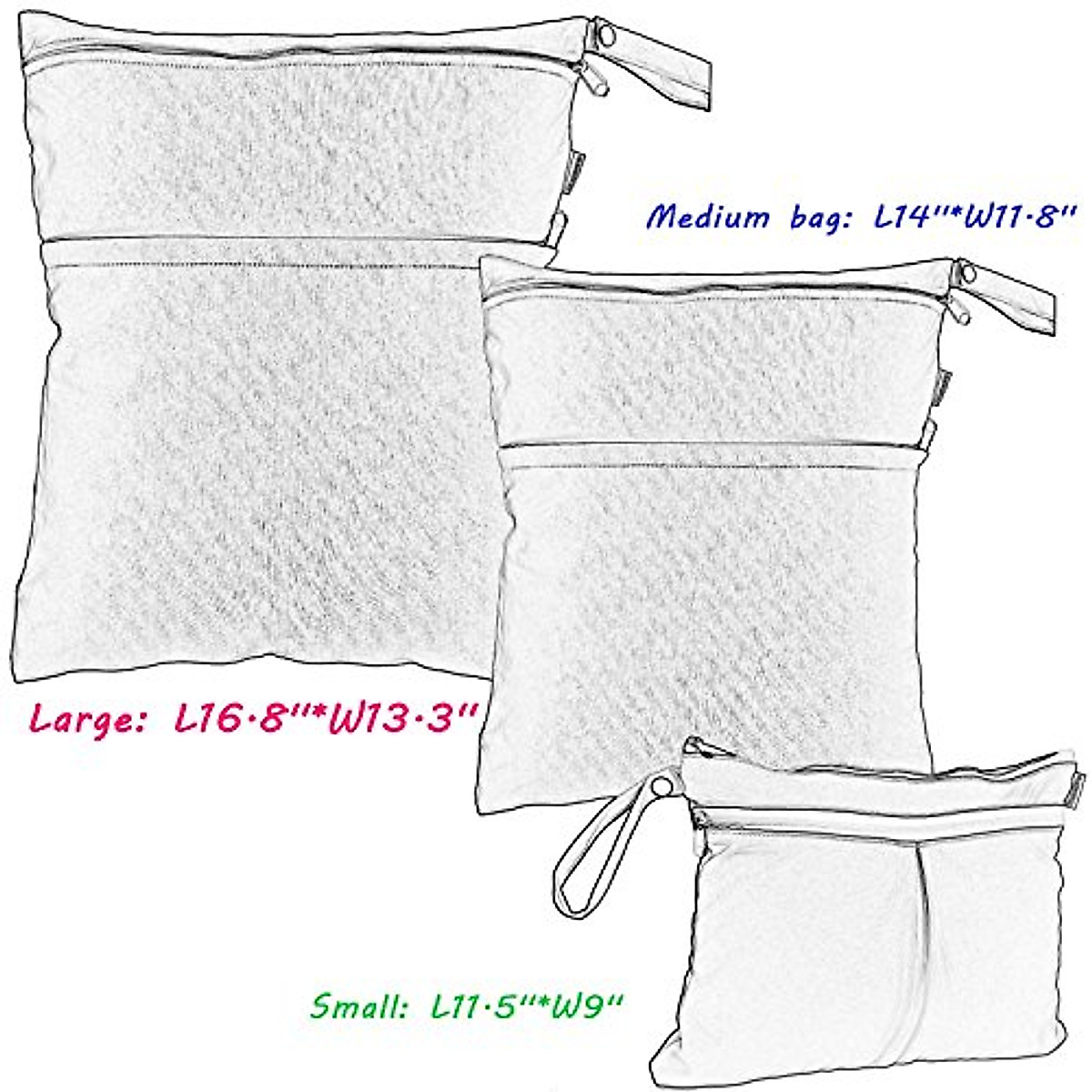 Damero 3pcs Pack Wet Dry Bag for Cloth Diapers Daycare Organizer Bag, Cute Owls