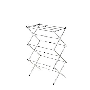 BLACK + DECKER 3 Tier Expandable Collapsing Foldable Laundry Rack for Air Drying Clothing, Space Saving Heavy Duty Lightweight Metal Drying Rack(Gray)