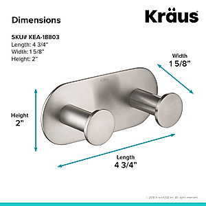 Kraus Elie Bathroom Robe and Towel Double Hook, Brushed Nickel Finish, KEA-18803BN