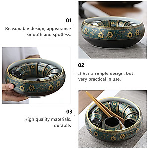 Hemoton Tea Wash Bowl 1200ml Ceramic Traditional Japanese Matcha Tea Bowl Porcelain Chinese Gongfu Tea Cup Pottery Chawan for Tea Ceremony