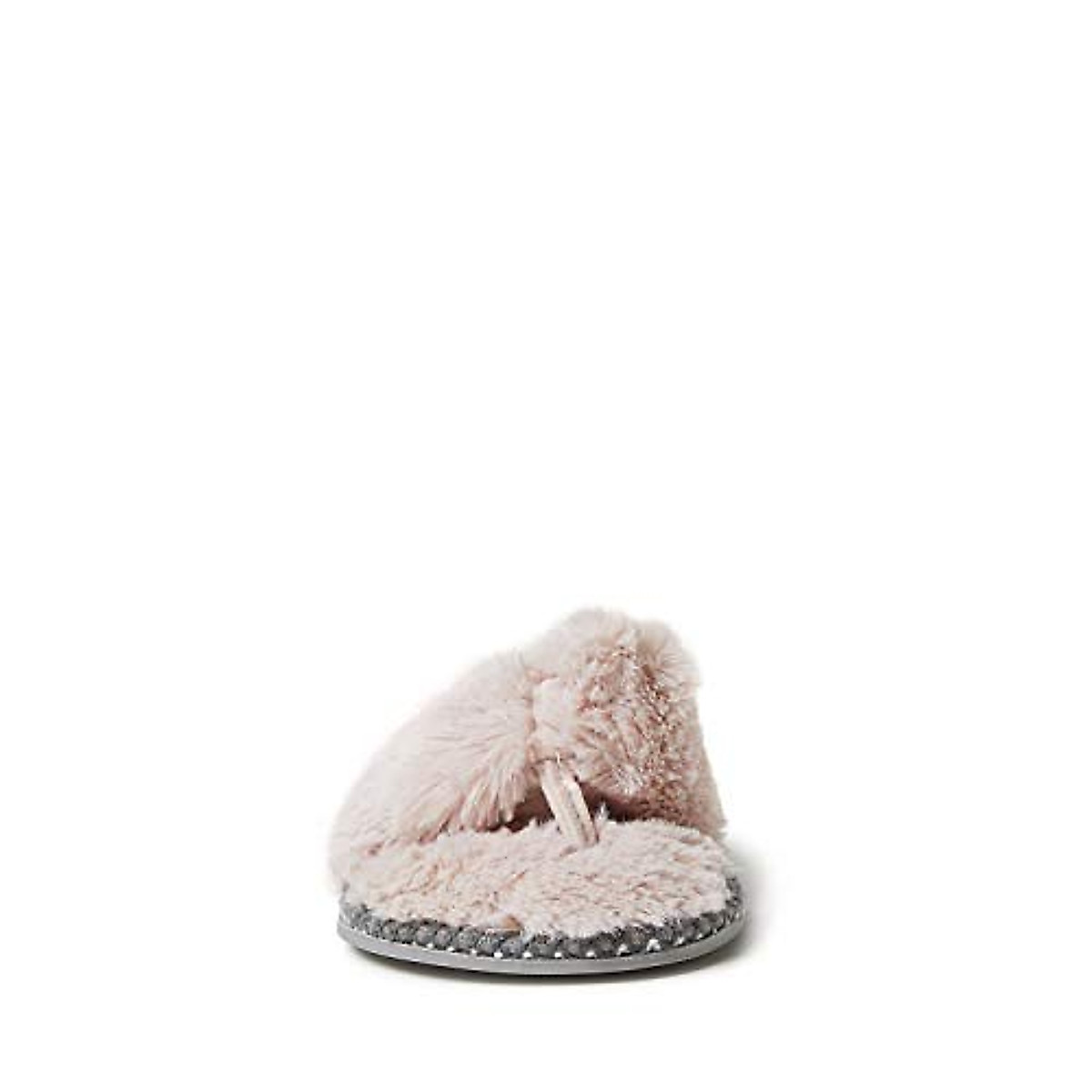Dearfoams womens Marie Furry Thong Slipper, Dusty Pink, Large US
