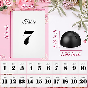 20 Pieces Table Number Cards Round Table Number Stands Modern Cursive Table Number 1-20 for Wedding Reception Anniversary Party Restaurant Events 4 x 6 Inches (Black)
